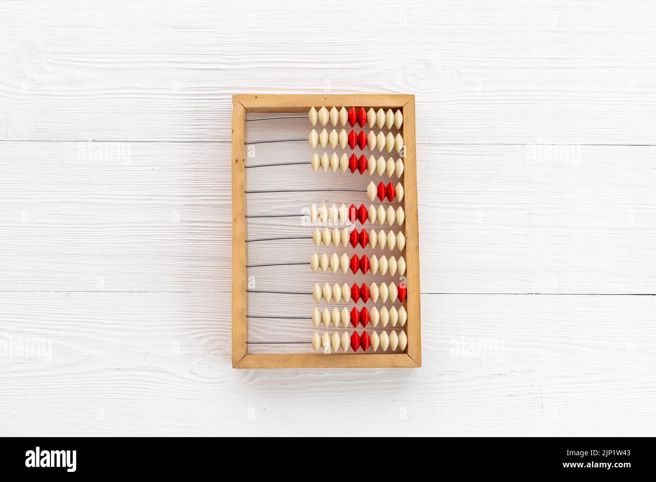 Old accounting wooden abacus. Financial calculations background Stock ...