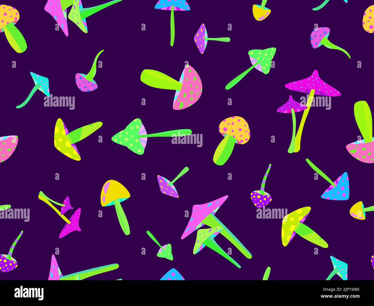 Psychedelic mushrooms seamless pattern. Acid trip, bright colorful ...