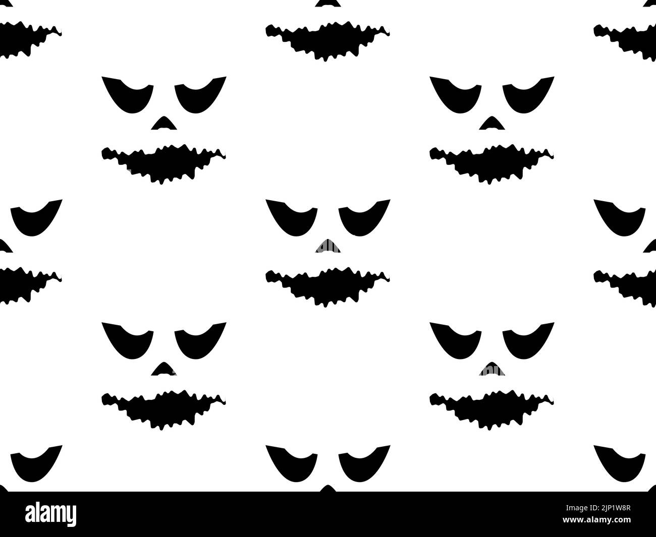 Black silhouettes of scary faces on a white background seamless pattern ...