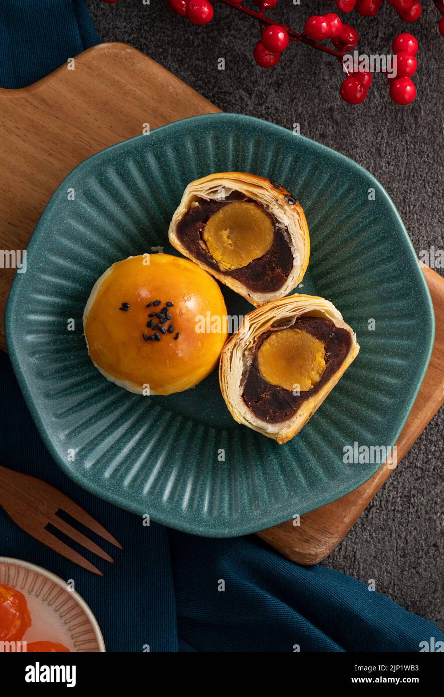 Design concept of Moon cake yolk pastry, mooncake for Mid-Autumn ...