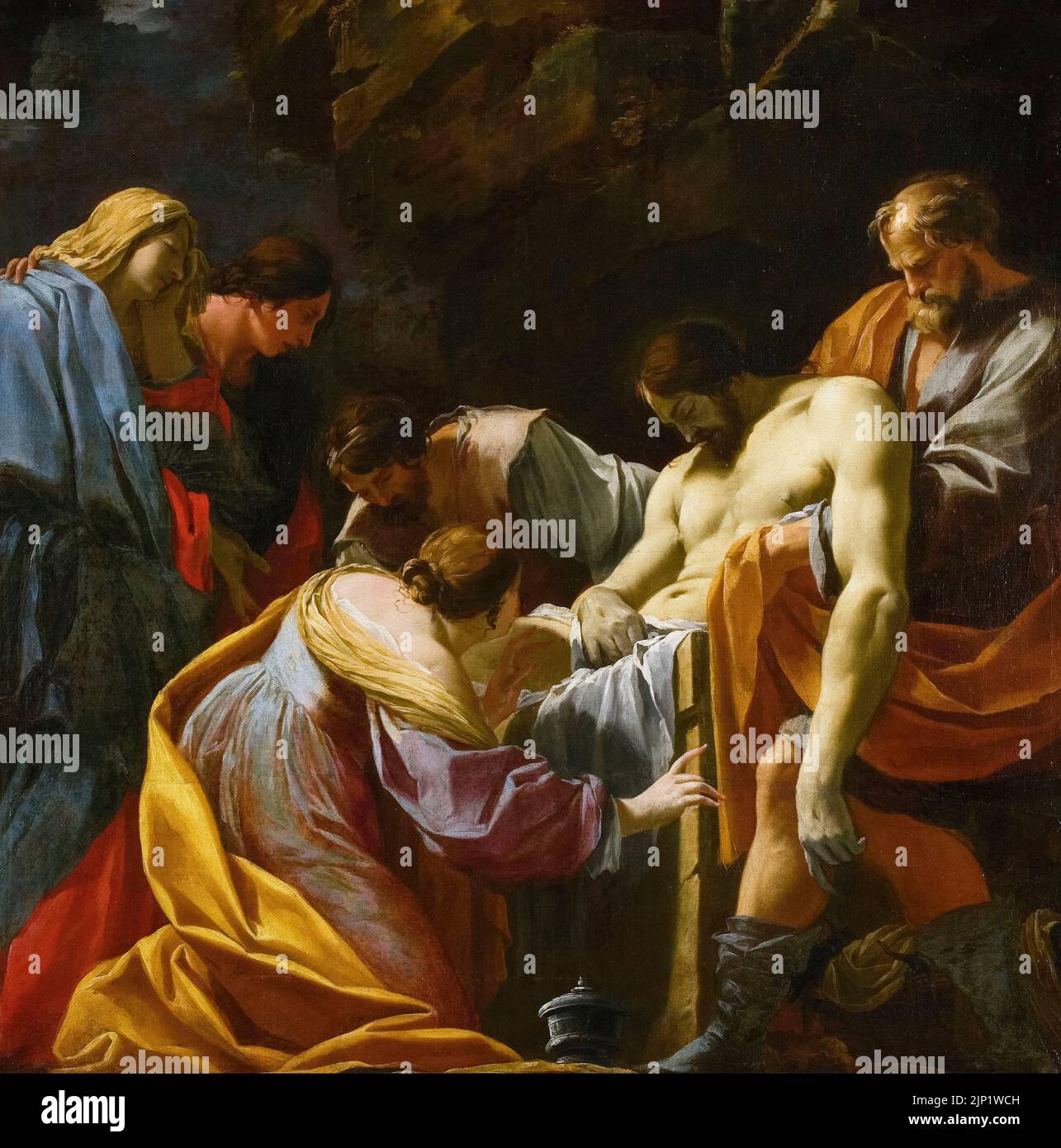 The Entombment, painting in oil on canvas by Simon Vouet, 1649 Stock ...