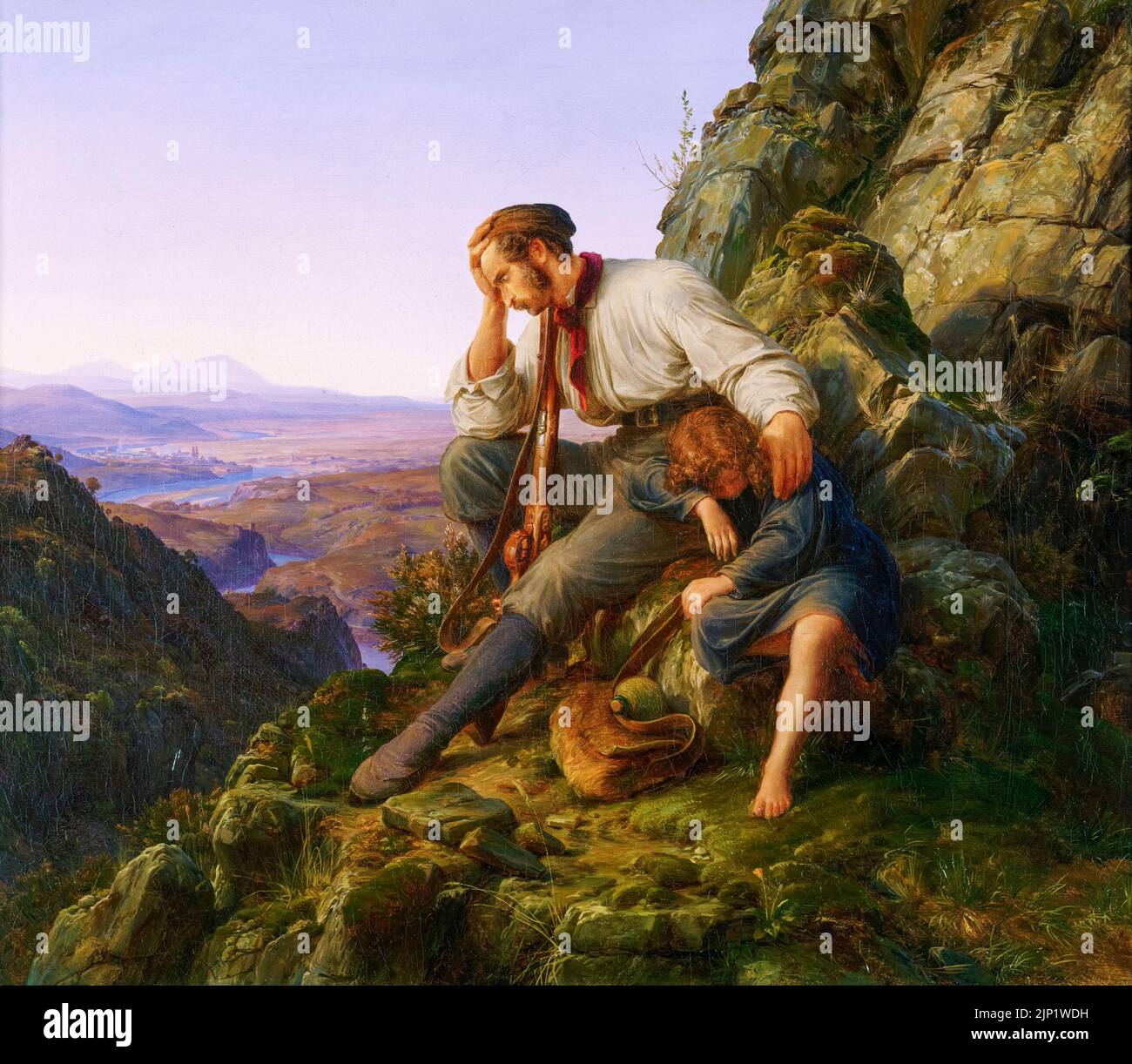 Karl Friedrich Lessing painting, The Robber and His Child, oil on ...