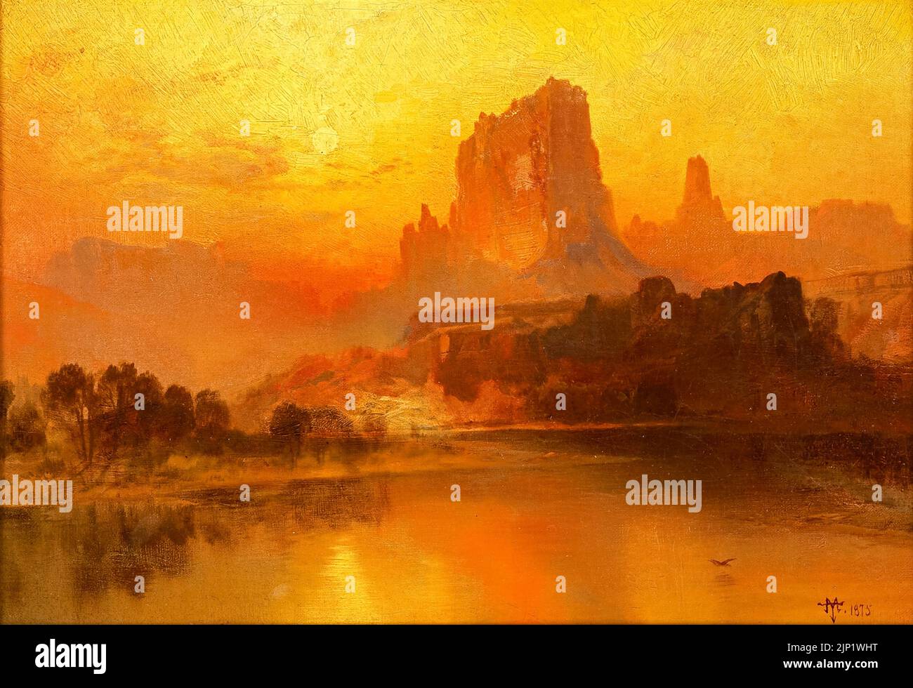Thomas Moran, The Golden Hour, landscape painting in oil on canvas ...