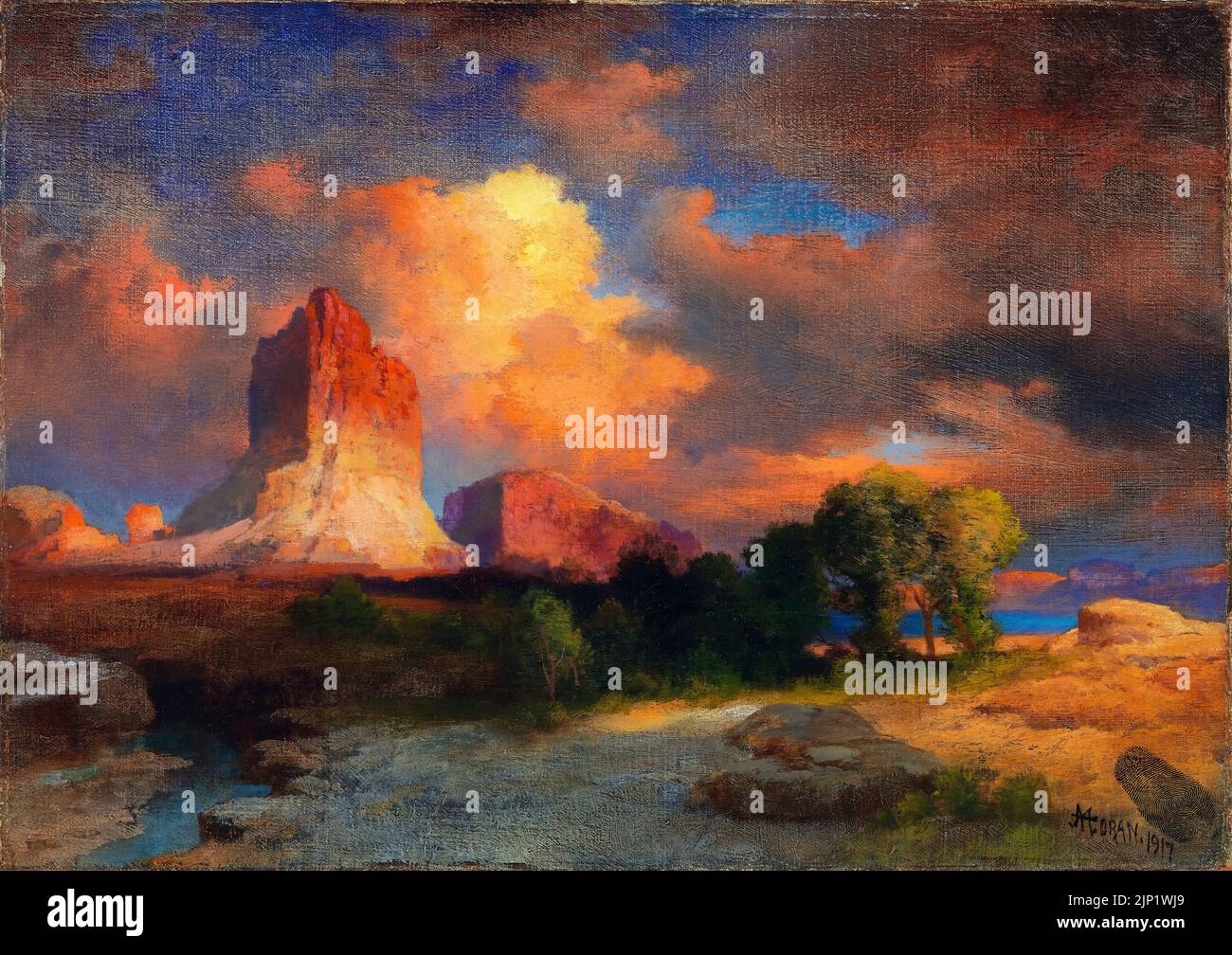 Thomas Moran, Sunset Cloud, Green River, Wyoming, landscape painting in ...