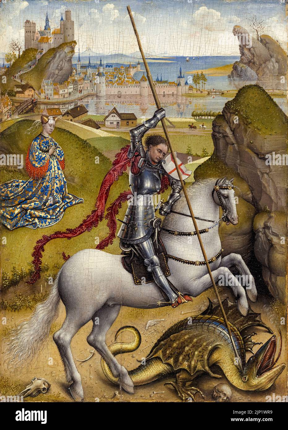 Saint George and the Dragon, painting in oil on panel by Rogier van der ...
