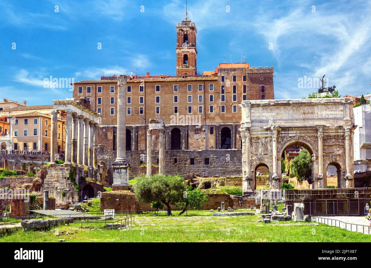 Palace of Senators on Capitoline Hill view from old Roman Forum, Rome ...