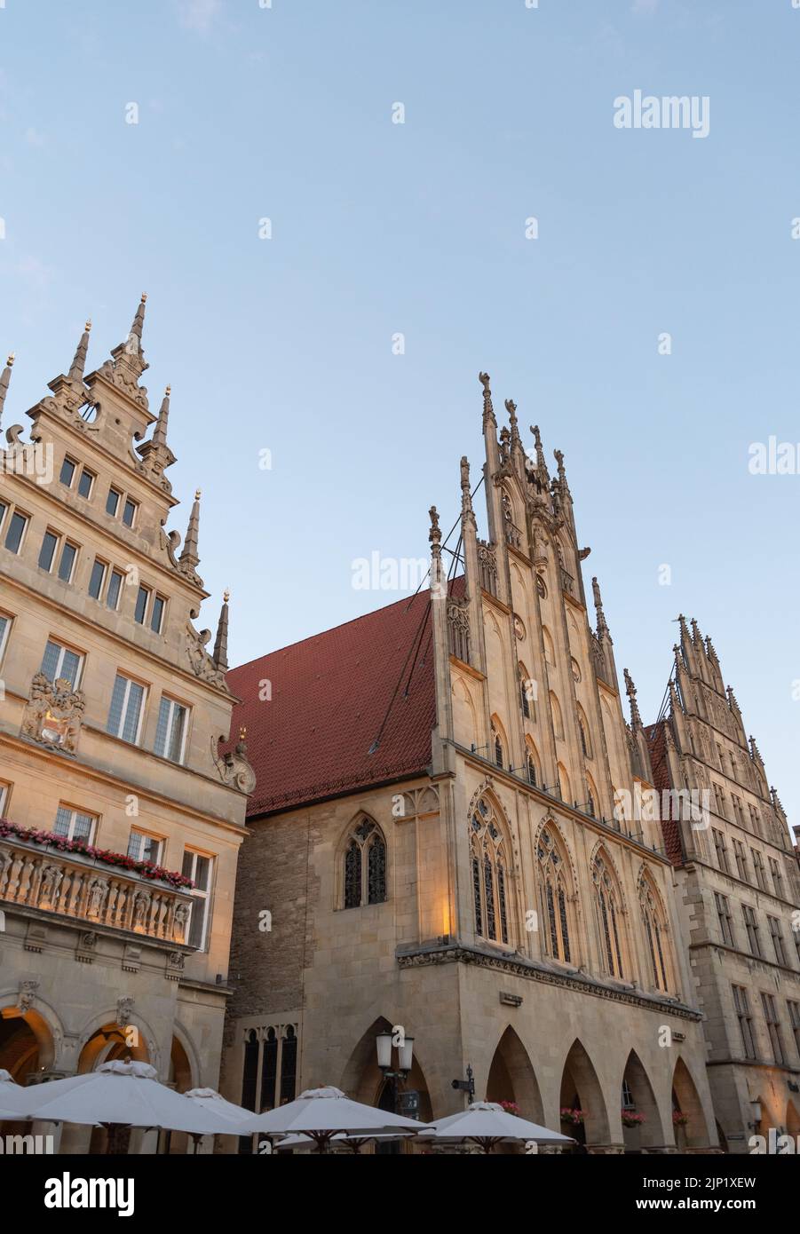 Muenster, Germany, July 8, 2022 Historic old city hall in the old town ...