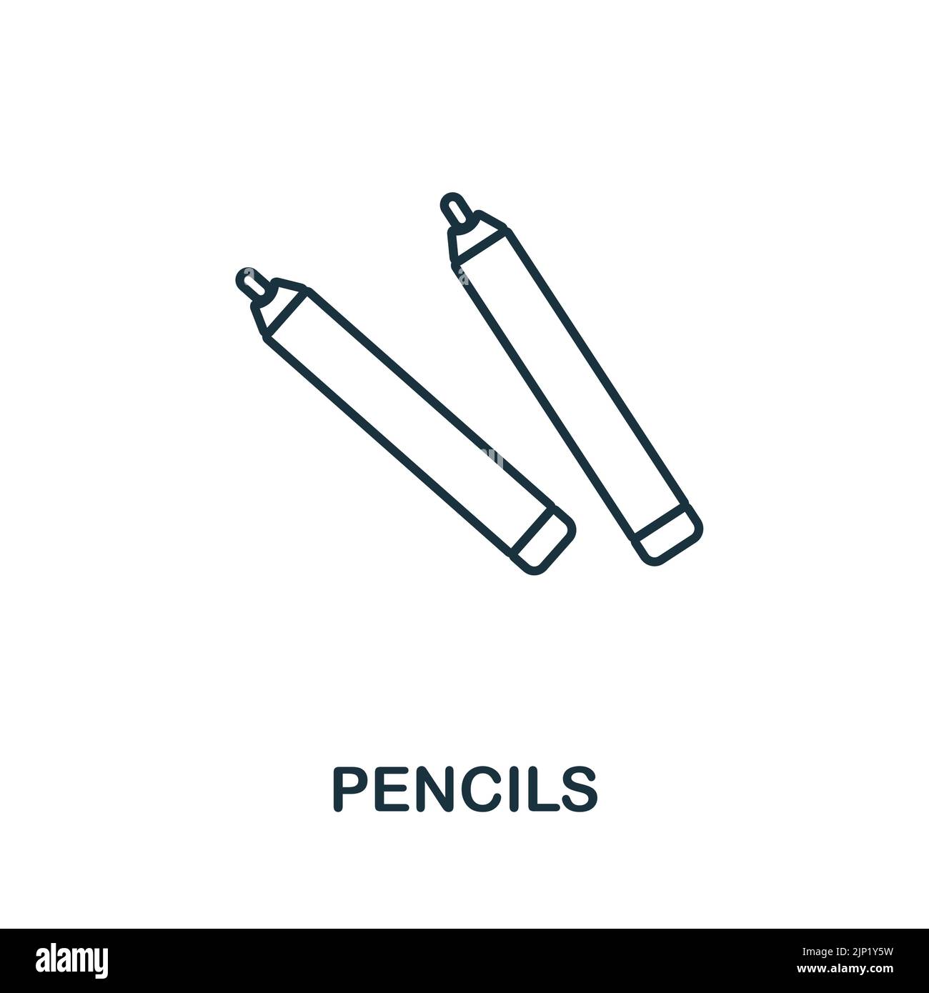 Pencils line icon. Monochrome simple Pencils outline icon for templates ...