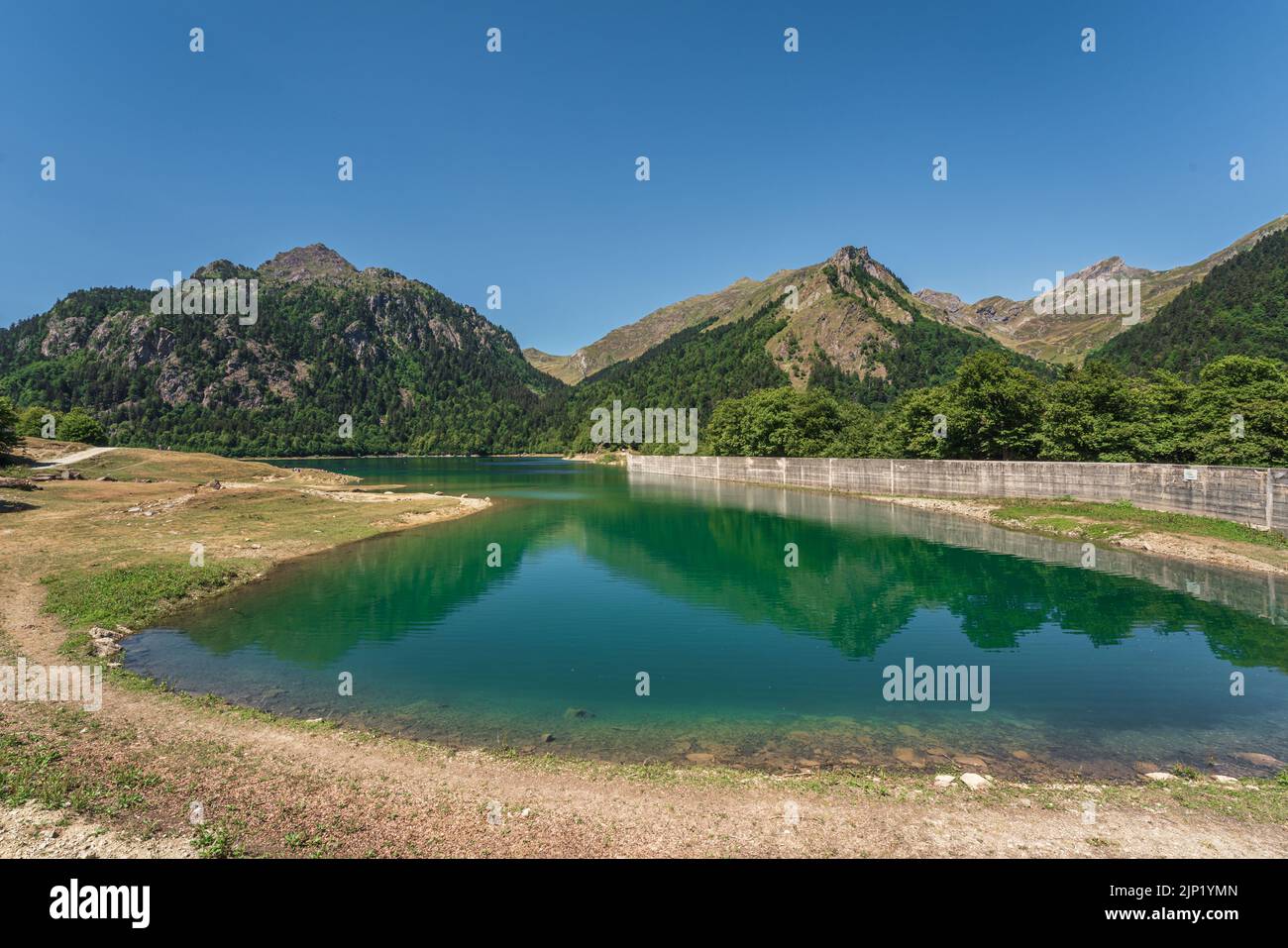 Natural landscapes of the lake, forest and mountains in the French ...