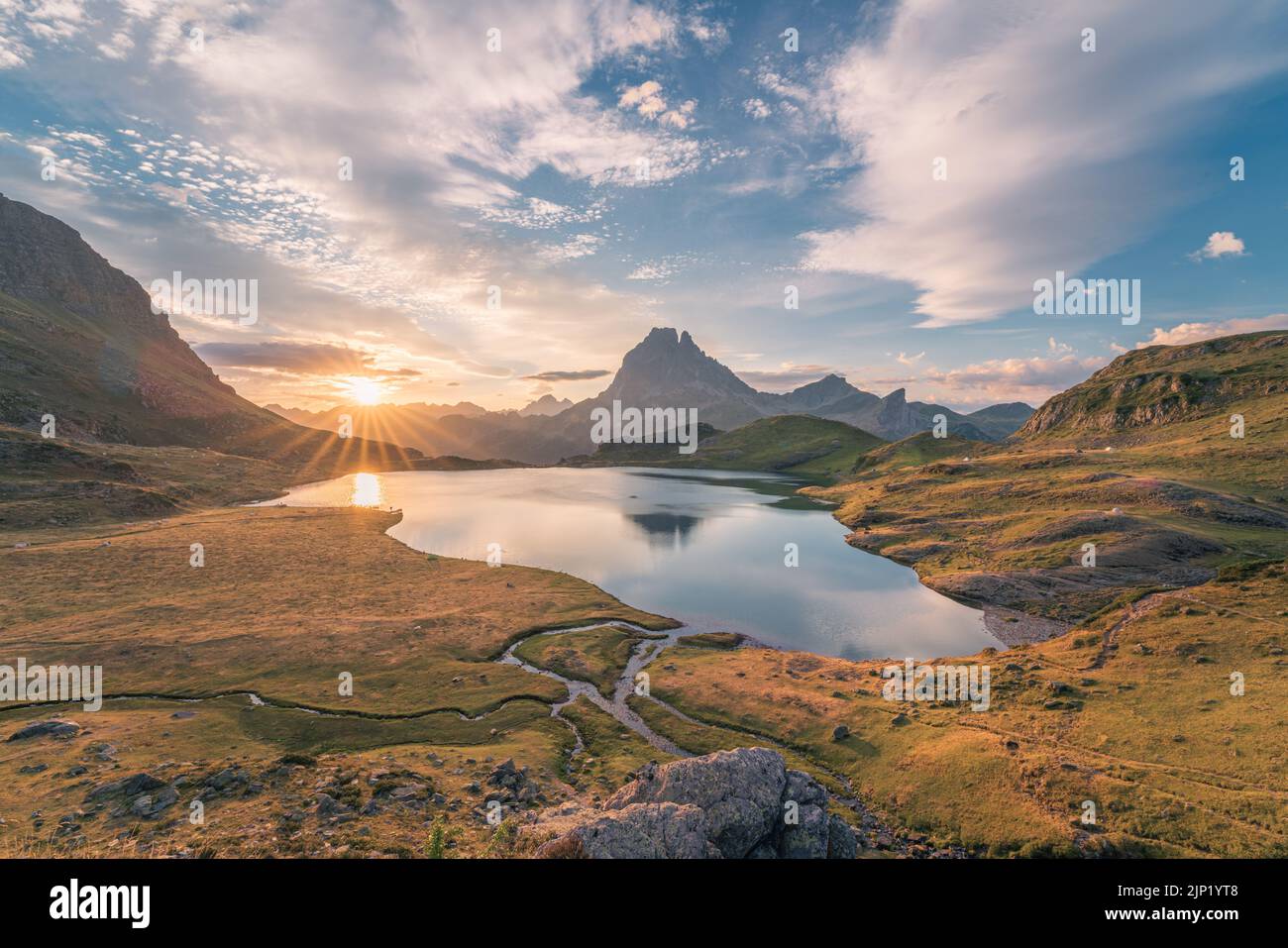 Natural landscapes of the lake, forest and mountains in the French ...