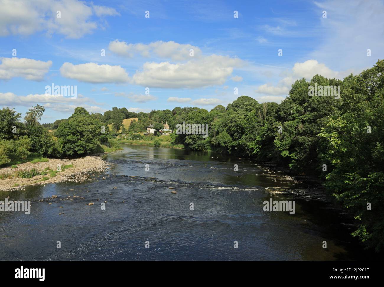 The River Ribble near Hurst Green in the Ribble Valley Lancashire on a ...