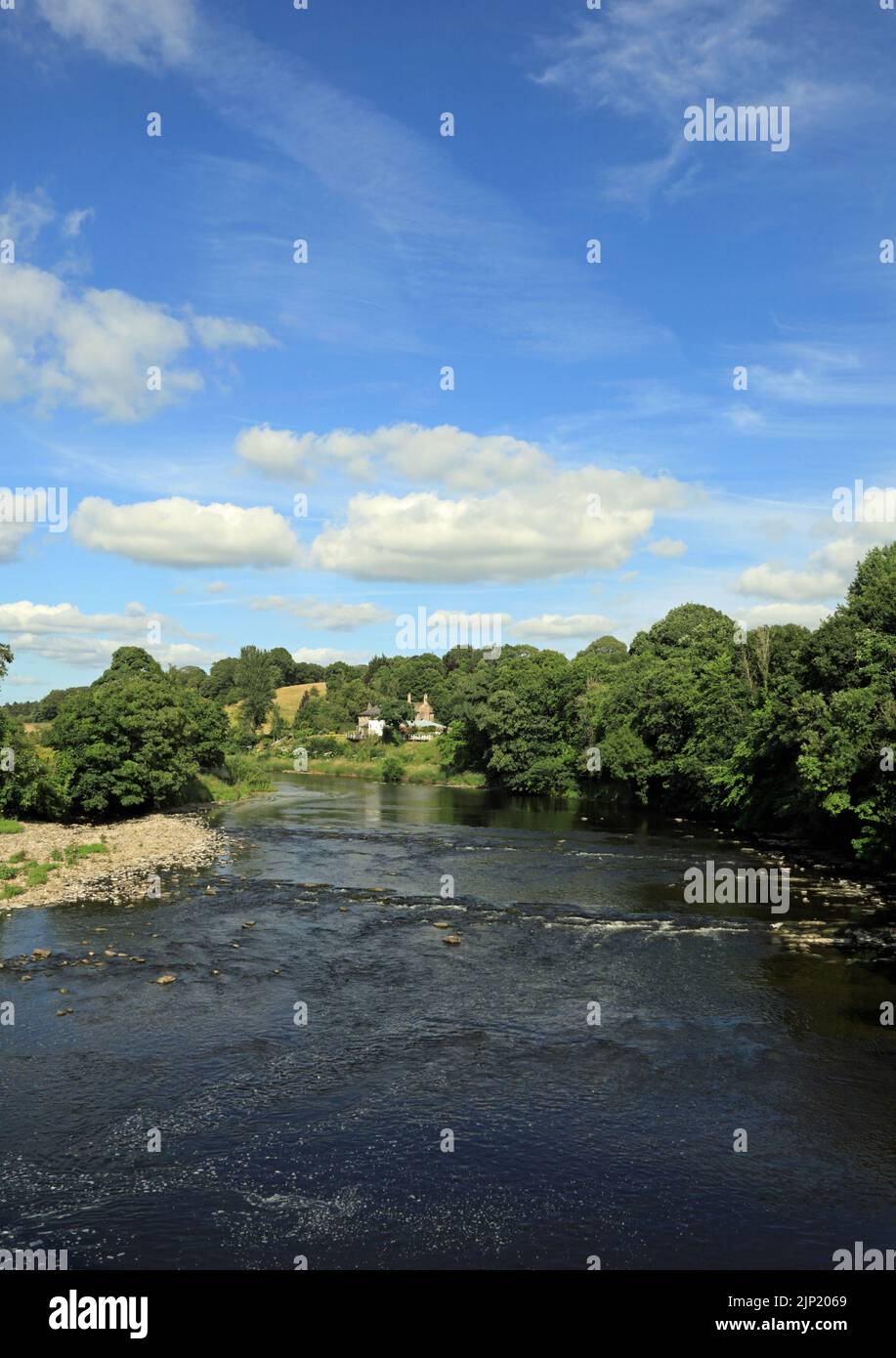 The River Ribble near Hurst Green in the Ribble Valley Lancashire on a ...