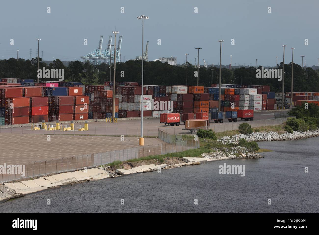 view cargo ship terminal, Unloading crane of cargo ship terminal, Aerial view industrial port ...