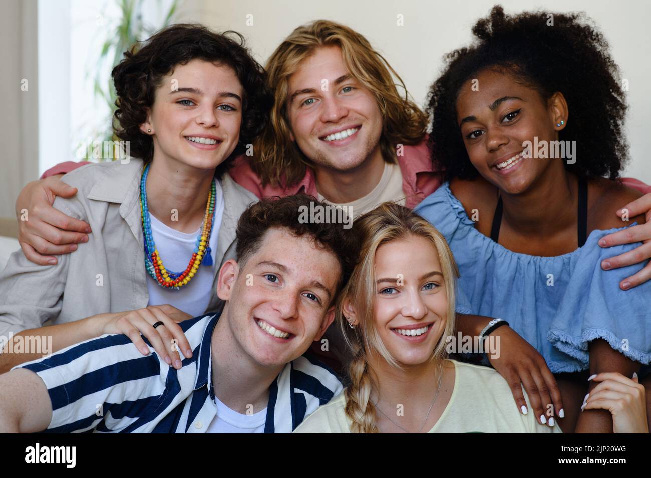 Portrait of diverse group of friends with mixed races having fun ...