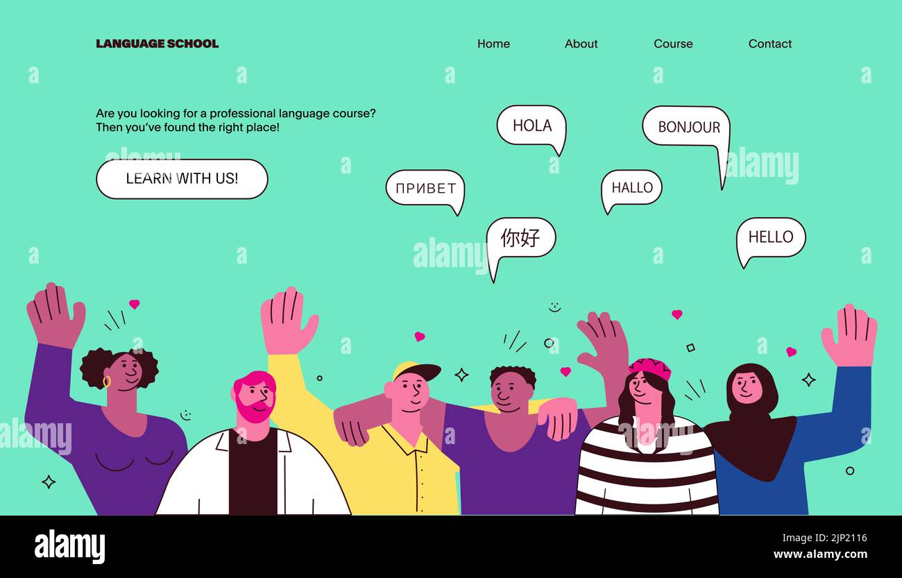 Language school Landing webpage template Stock Vector Image & Art - Alamy