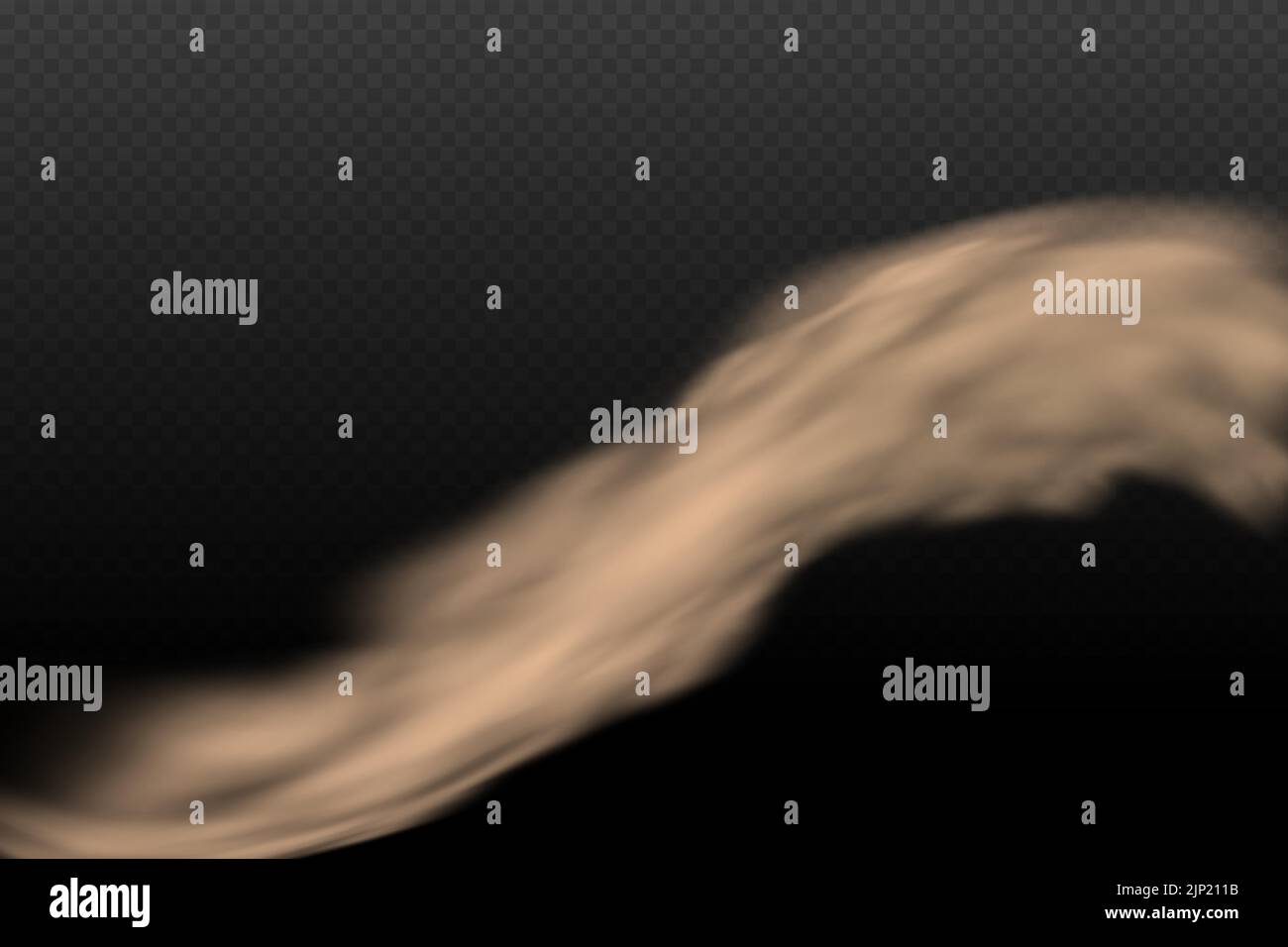 Trace on a dusty road or highway from a car.A cloud of brown dust and ...