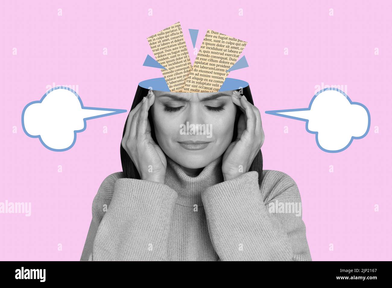 Portrait of girl black white gamma feel bad unwell painted steam head ...