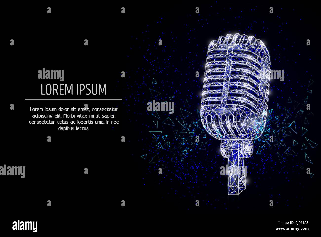 Music microphone low poly wireframe mesh made of points, lines and ...