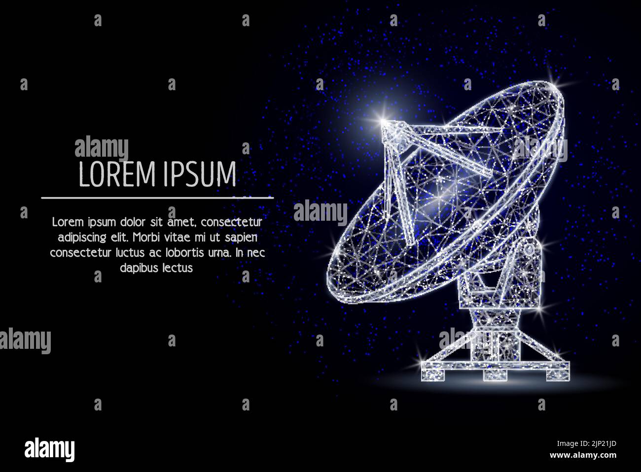 Satellite dish low poly wireframe mesh made of points, lines and shapes ...