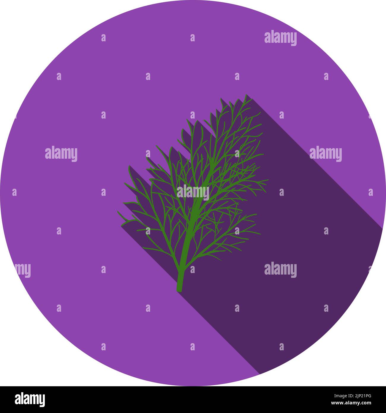 Dill Icon. Flat Circle Stencil Design With Long Shadow. Vector ...