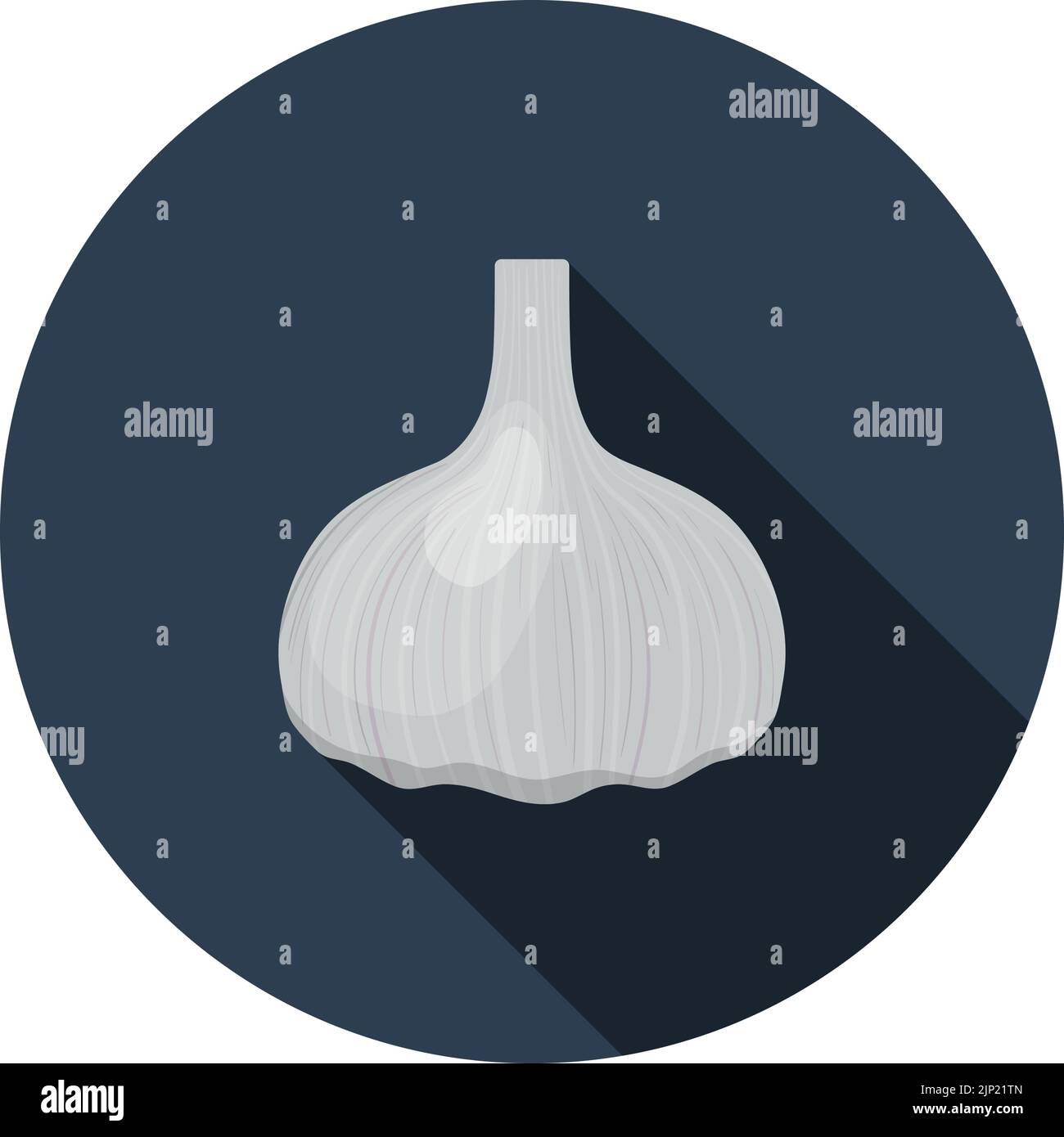 Garlic Icon. Flat Circle Stencil Design With Long Shadow. Vector ...