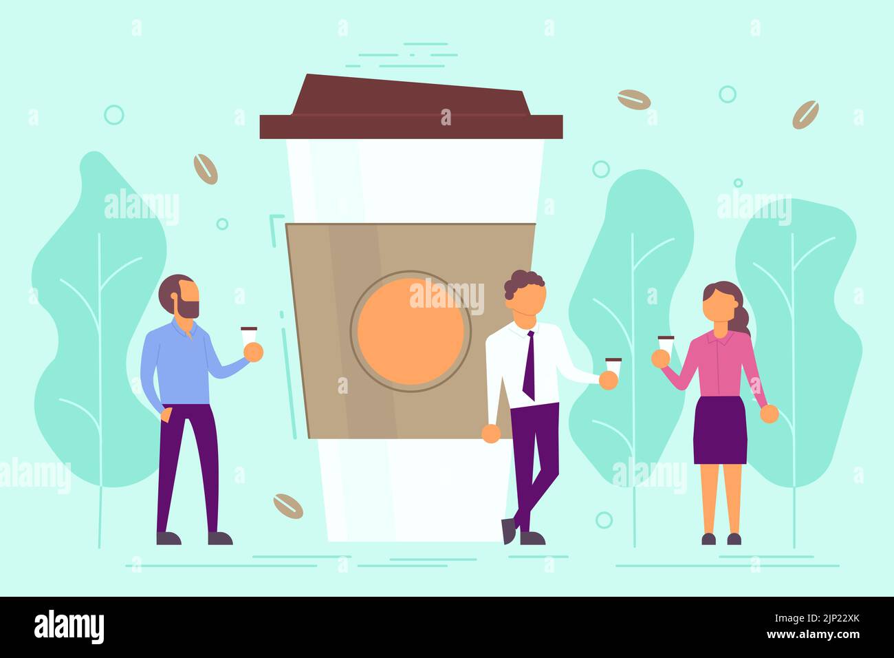 Coffee break concept vector illustration. Group of business people ...