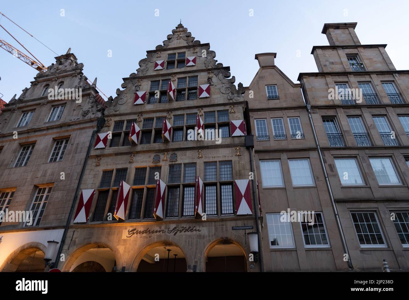 Muenster, Germany, July 8, 2022 Street scenery with historical ...