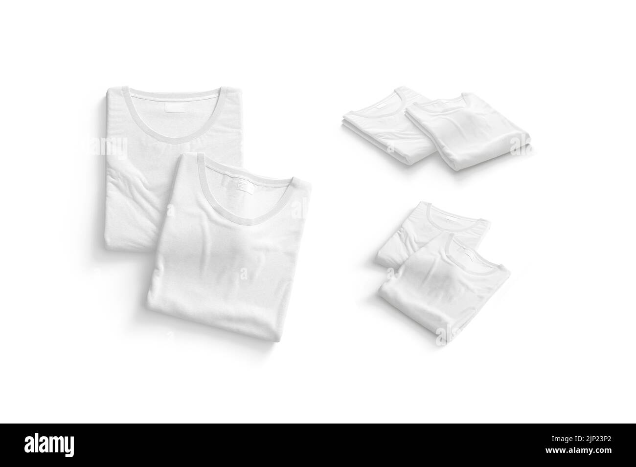Blank white folded square t-shirt mockup pair, different views Stock ...