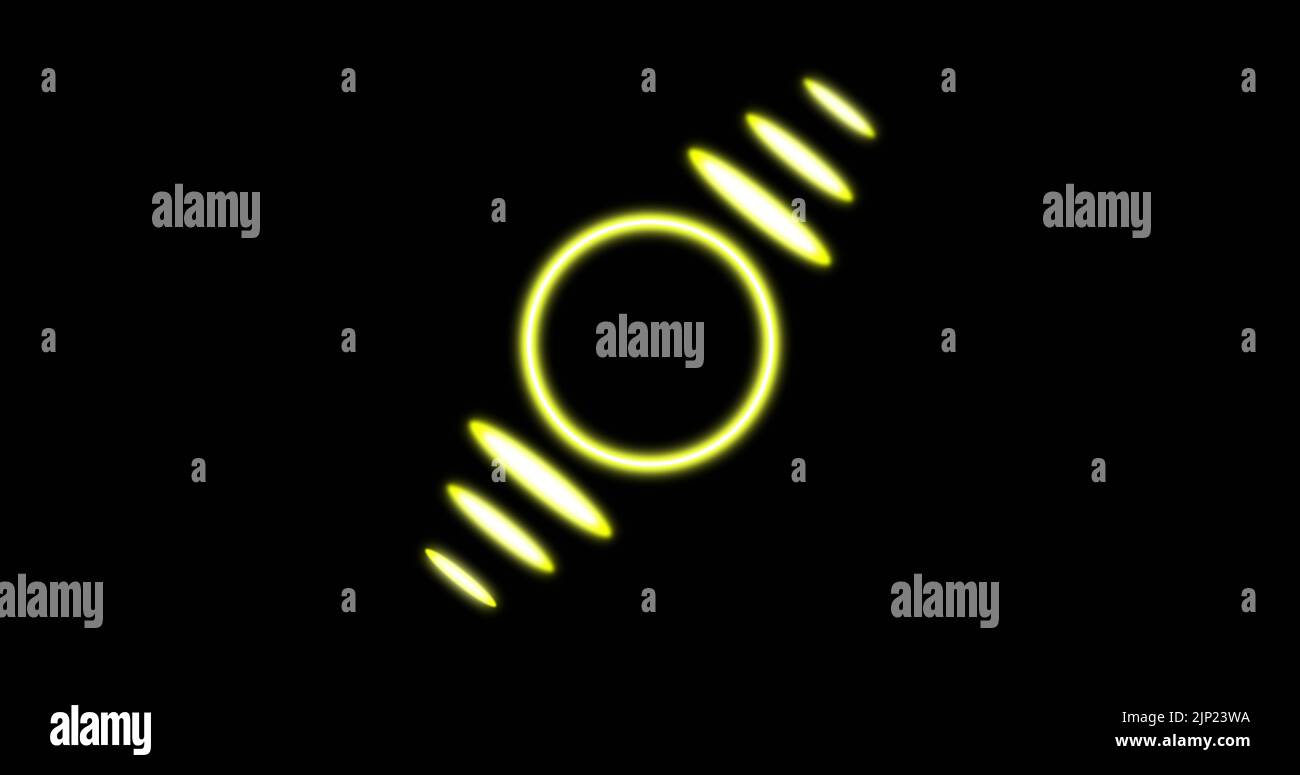Image of glowing yellow circle with lines over black background Stock ...