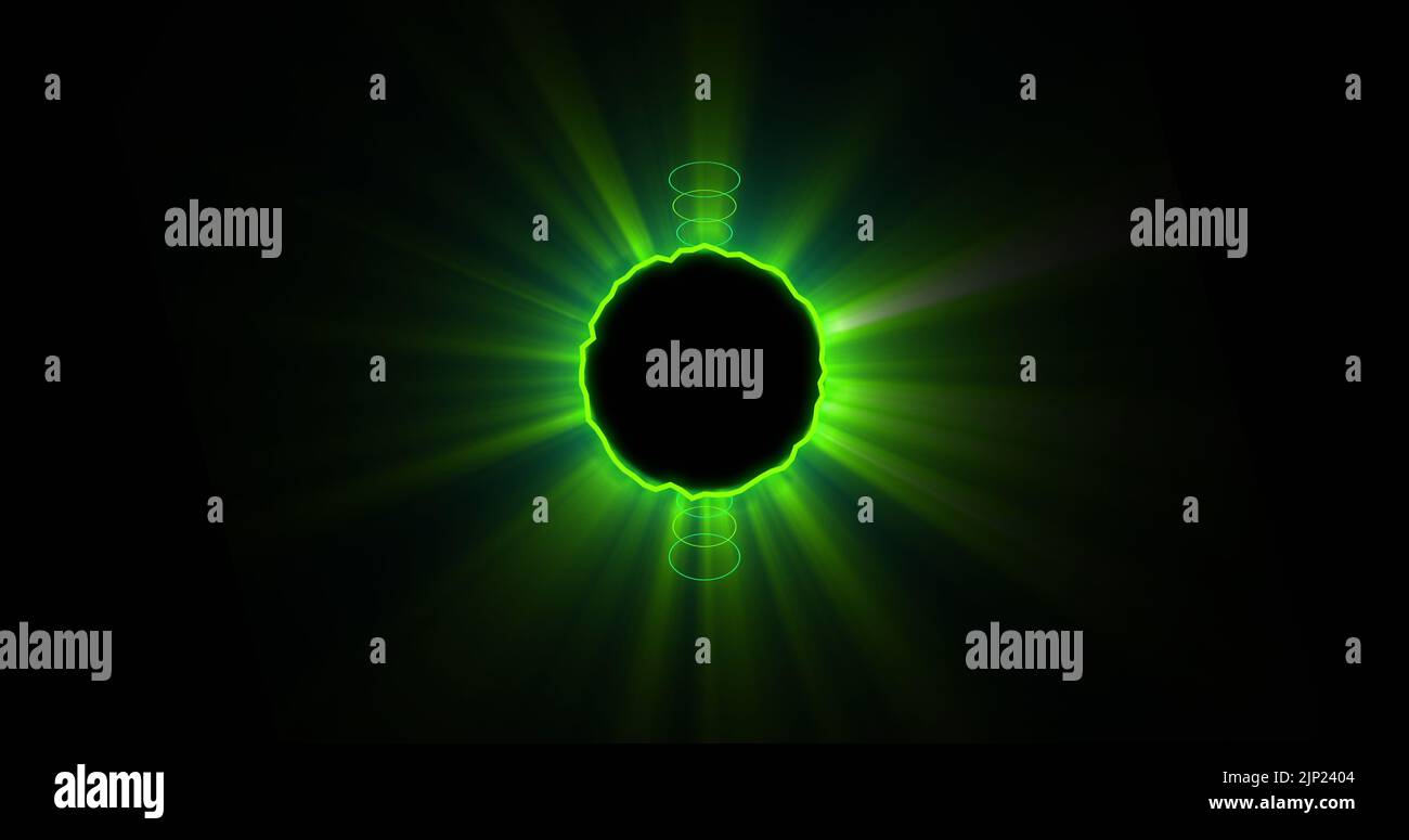 Image of glowing green circle eclipse over black background Stock Photo ...