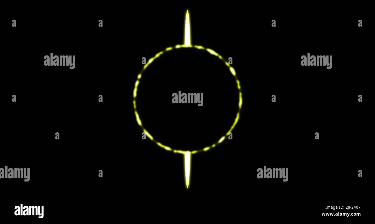 Image of glowing yellow circle over black background Stock Photo - Alamy