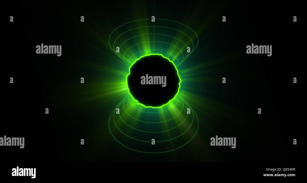 Image of glowing green circle eclipse over black background Stock Photo ...