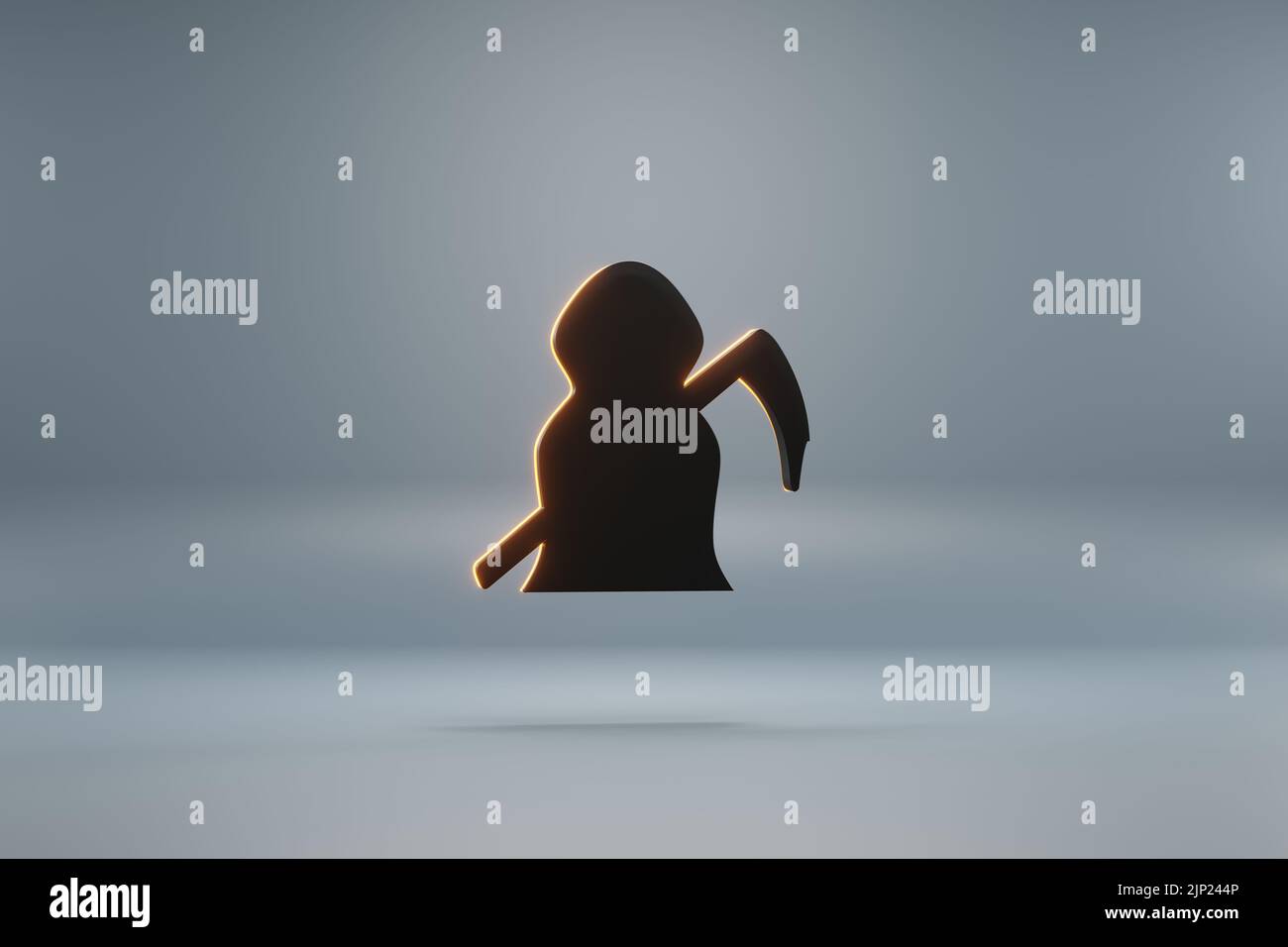 Beautiful abstract Halloween, black grim Reaper with orange light ...