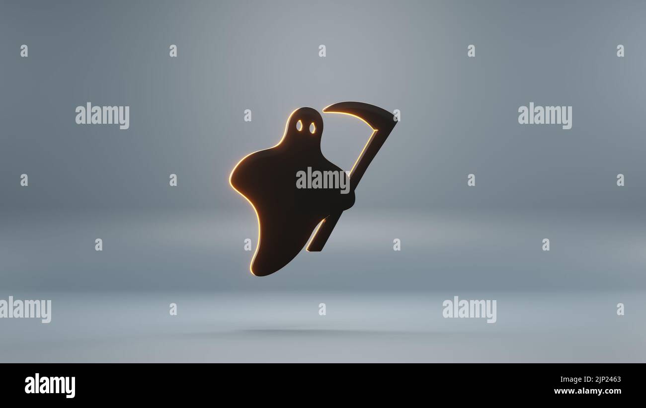 Beautiful abstract Halloween, black grim Reaper with orange light ...