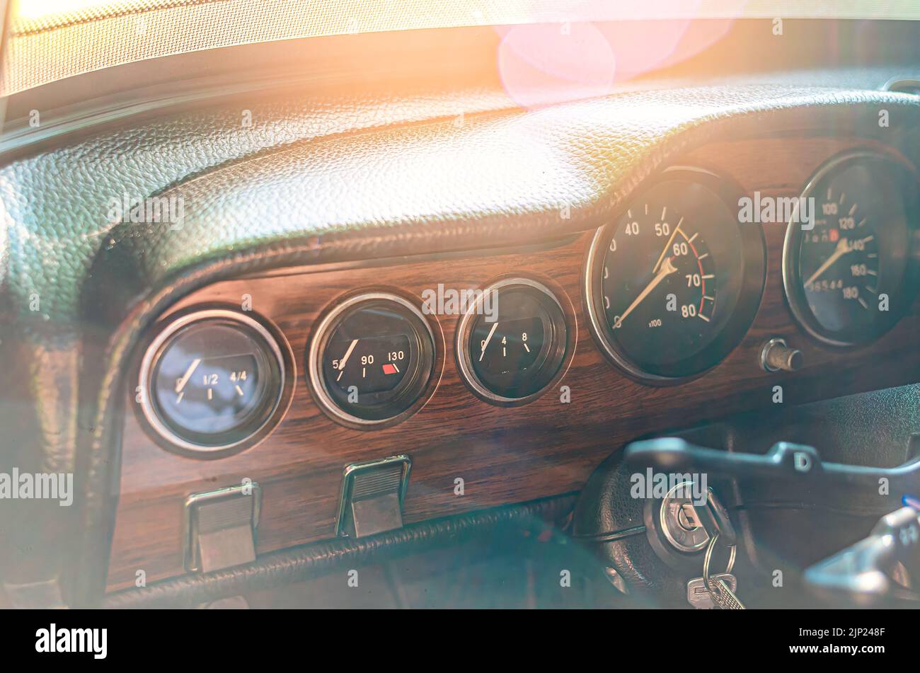 Instrument panel of old car. View of Lada car from inside Stock Photo ...