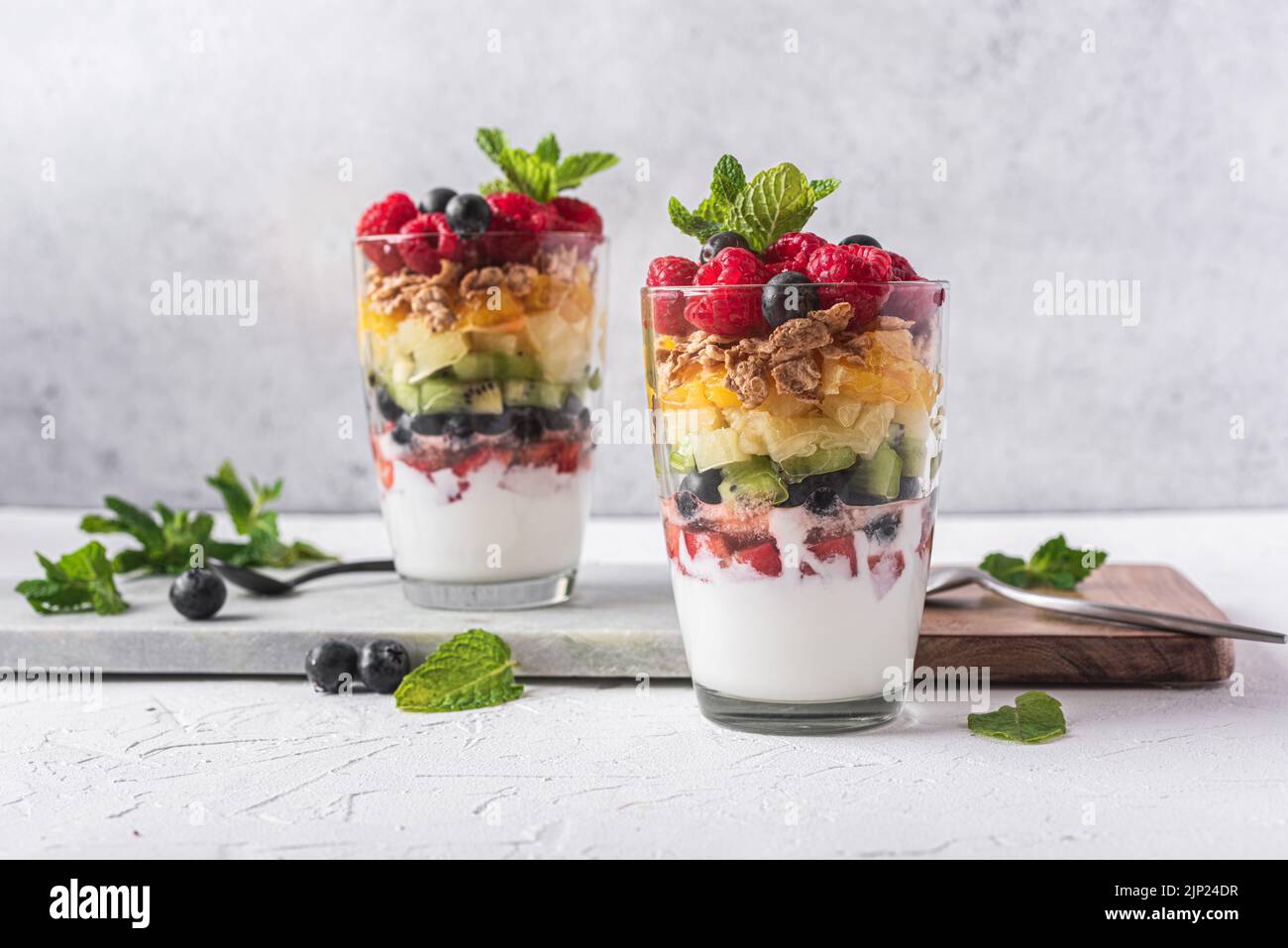 fruits, yogurt, dessert, layered, fruit, desserts, layereds Stock Photo ...