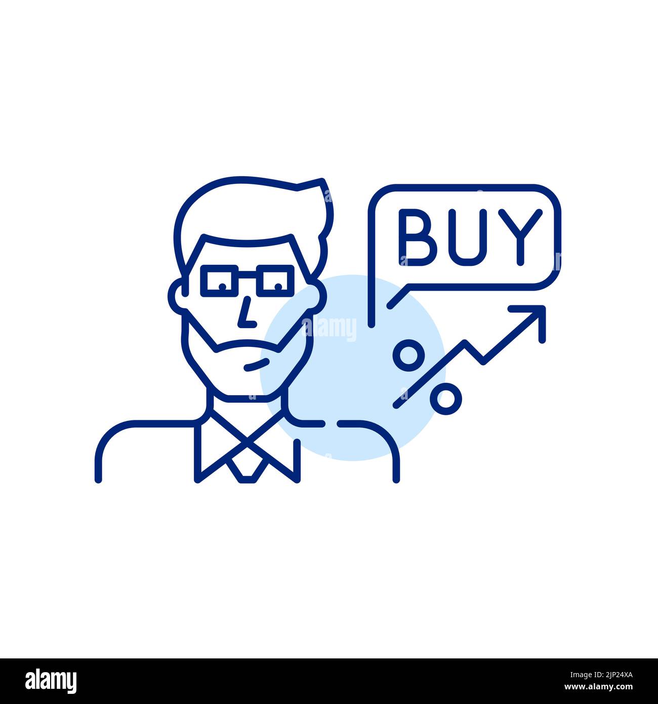 Stock trading advisor with buy message. Pixel perfect, editable stroke ...