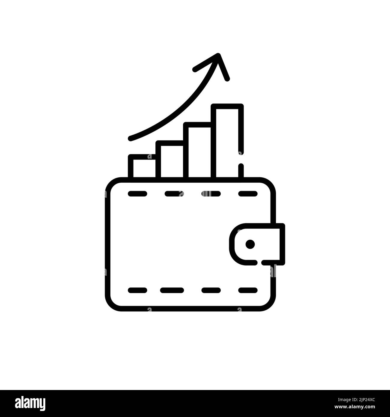 Growing investments. Wallet with bar charts. Pixel perfect, editable ...