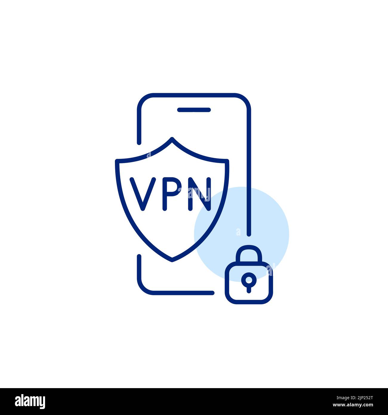 Smartphone using VPN for privacy and security. Pixel perfect, editable ...