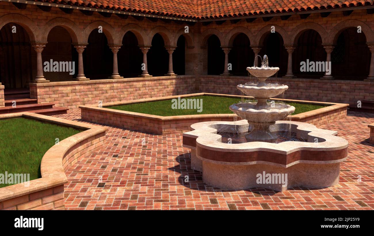 3D rendering of a medieval castle outside Stock Photo - Alamy