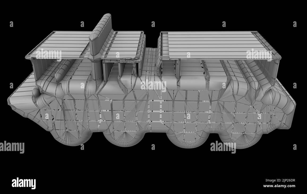 3D Illustration of a tank. Very high dimensions. Rendered in neutral ...