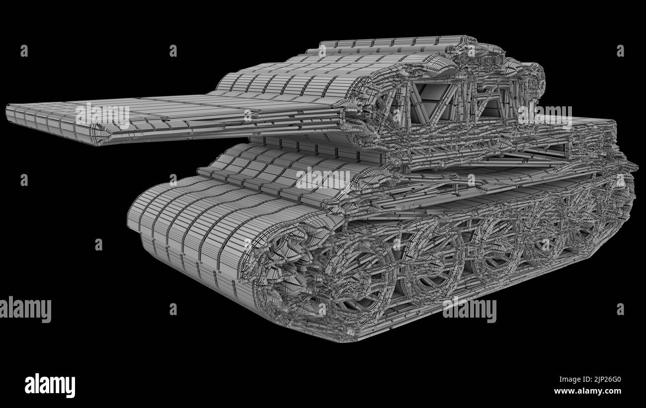 3D Illustration of a tank. Very high dimensions. Rendered in neutral ...