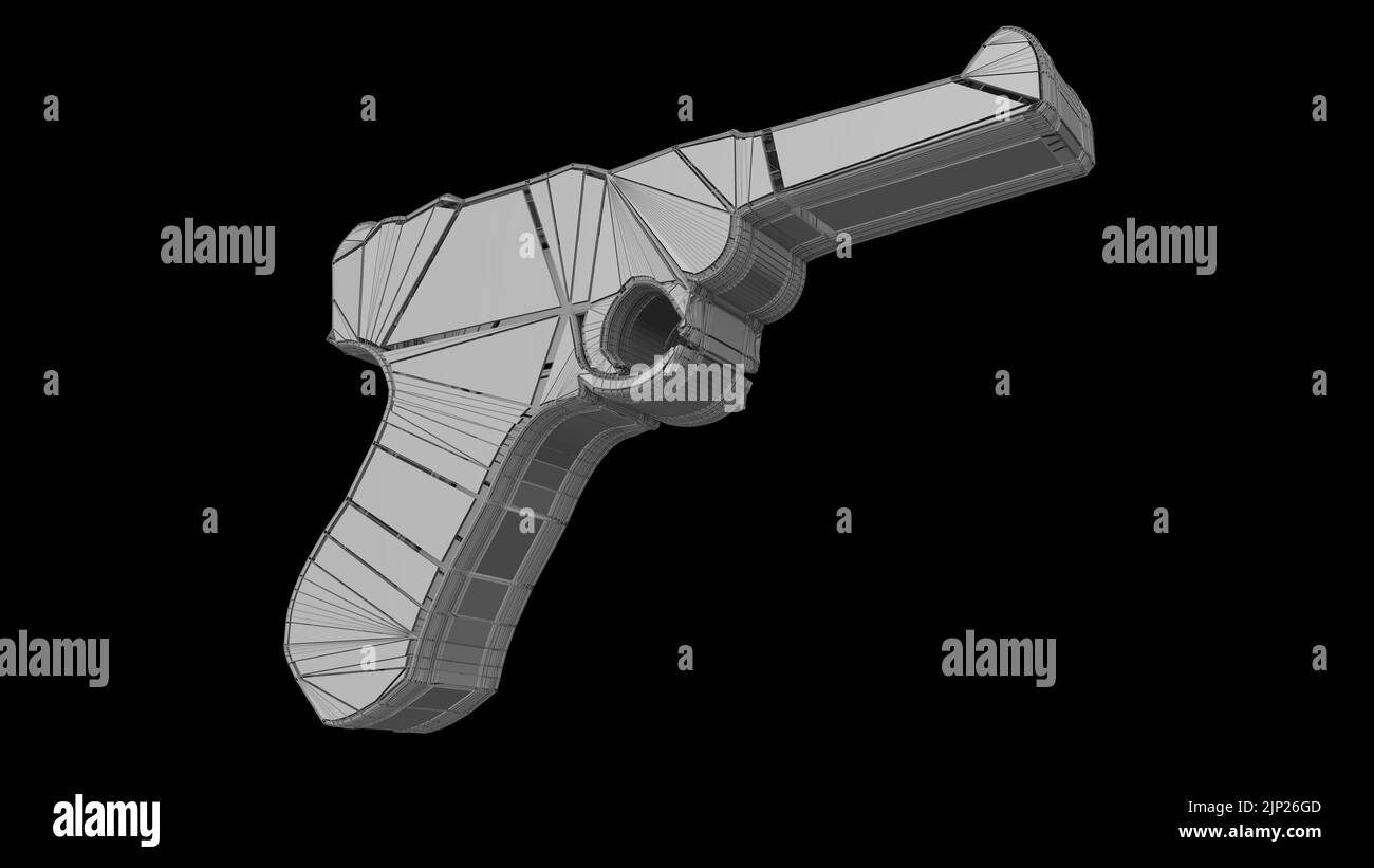 3D Illustration of a gun. Very high dimensions. Rendered in neutral ...