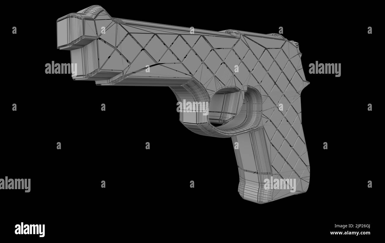 3D Illustration of a gun. Very high dimensions. Rendered in neutral ...