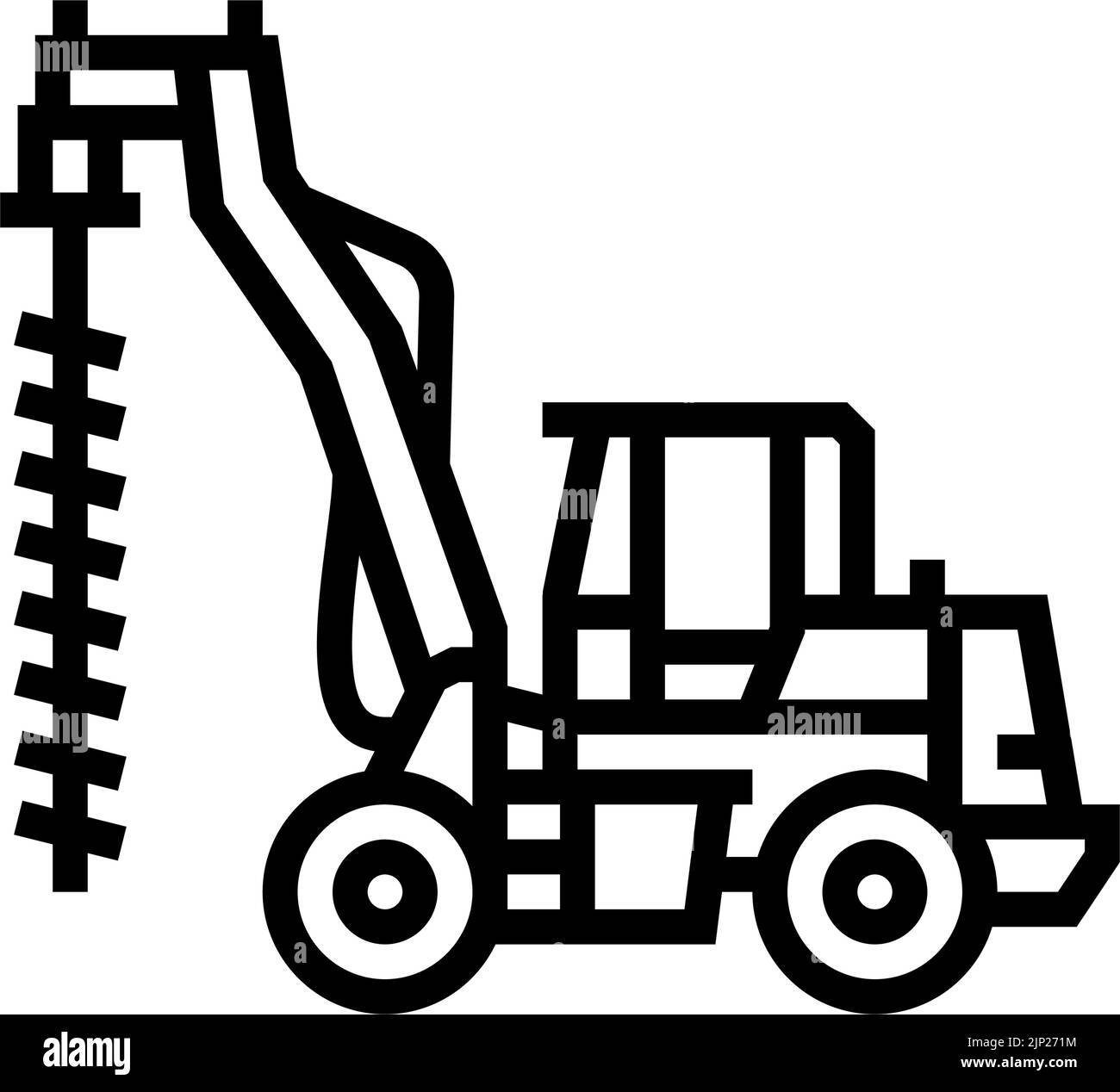 digger construction car vehicle line icon vector illustration Stock ...