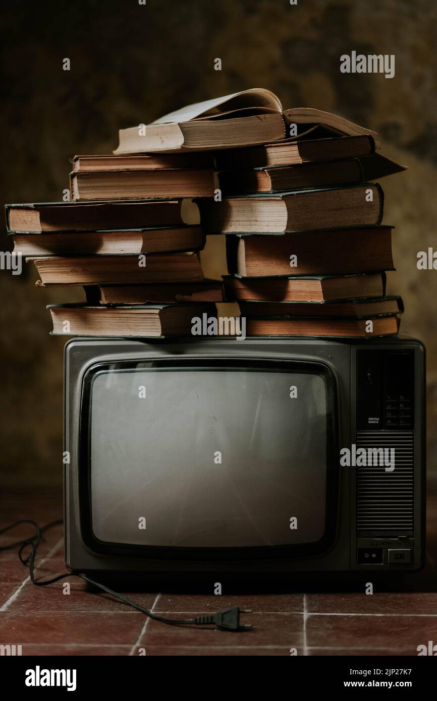 media, retro, information, röhrenfernseher, medias, old fashioned ...