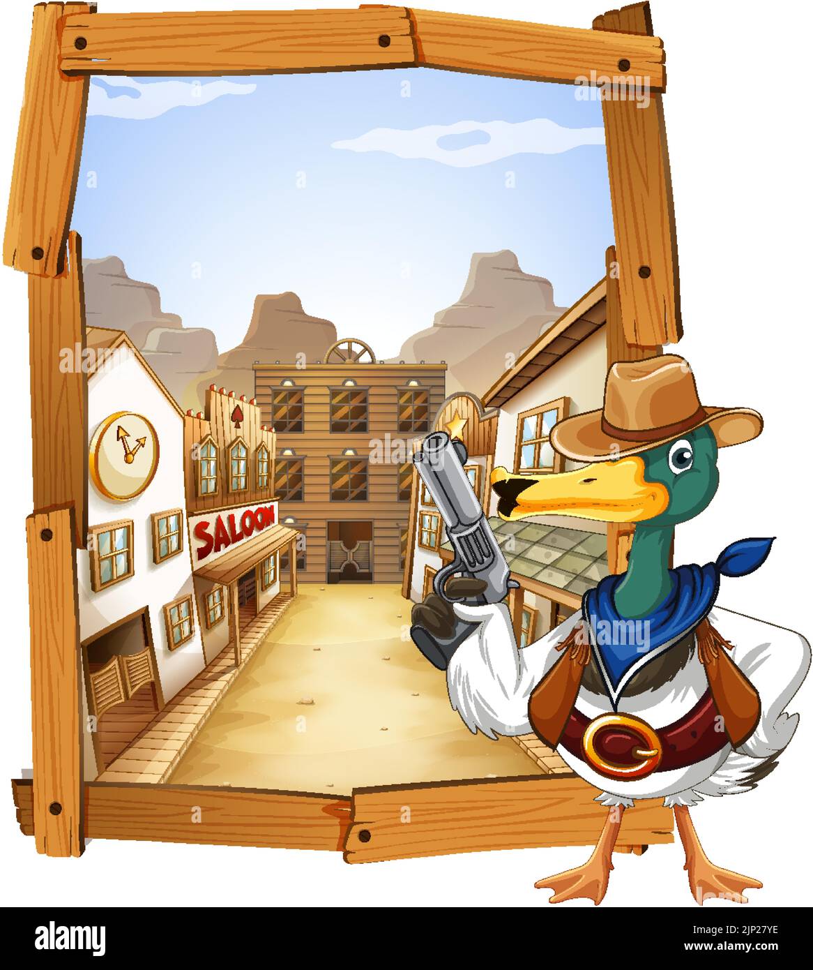 Cowboy duck cartoon character illustration Stock Vector Image & Art - Alamy