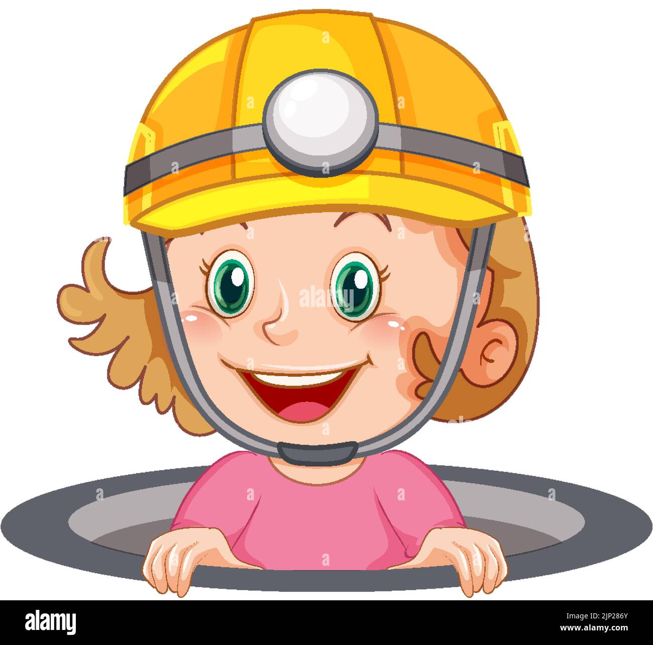 Girl wearing safety hat in the hole illustration Stock Vector Image ...