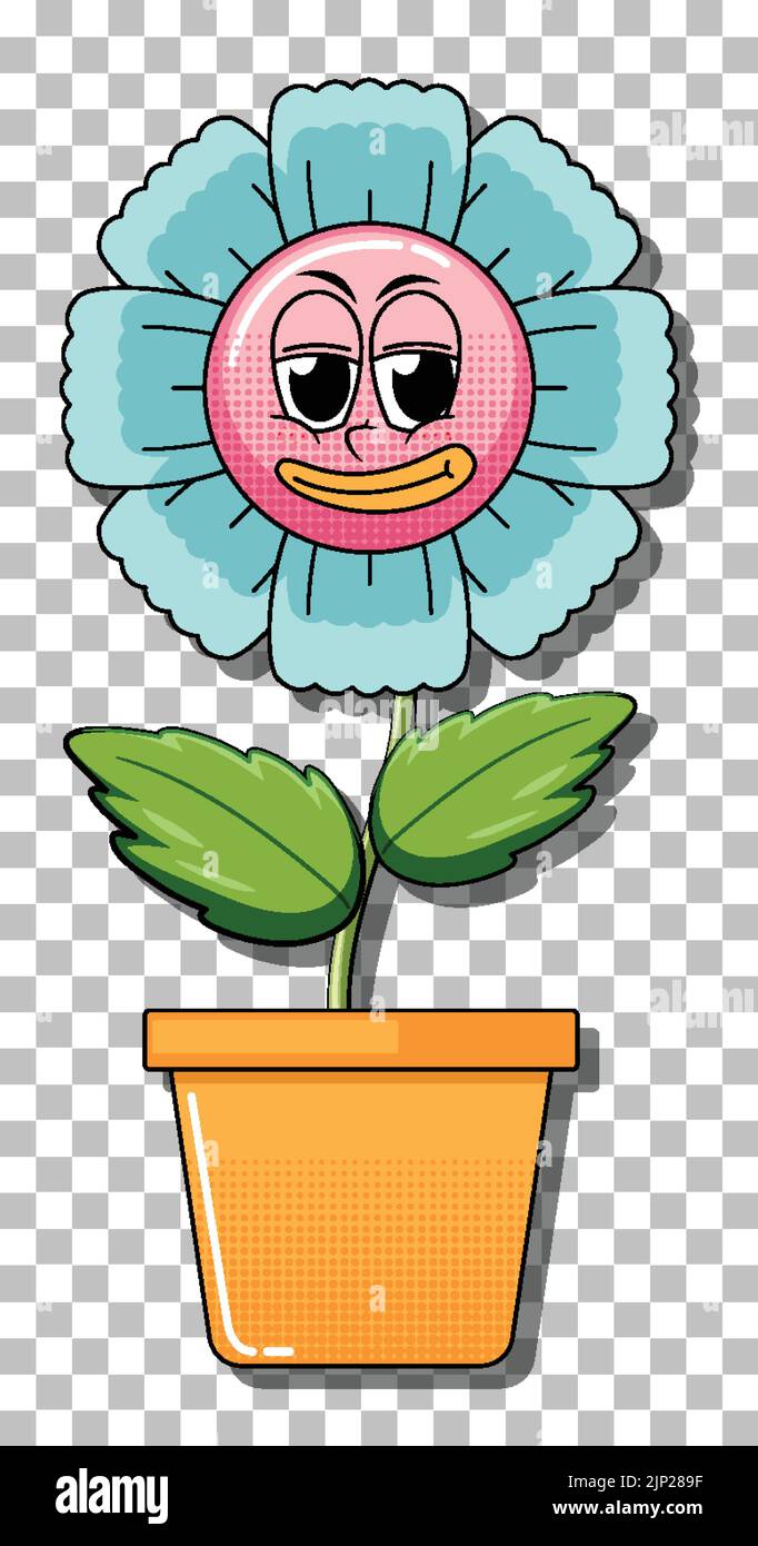 Flower cartoon character in pot illustration Stock Vector Image & Art ...