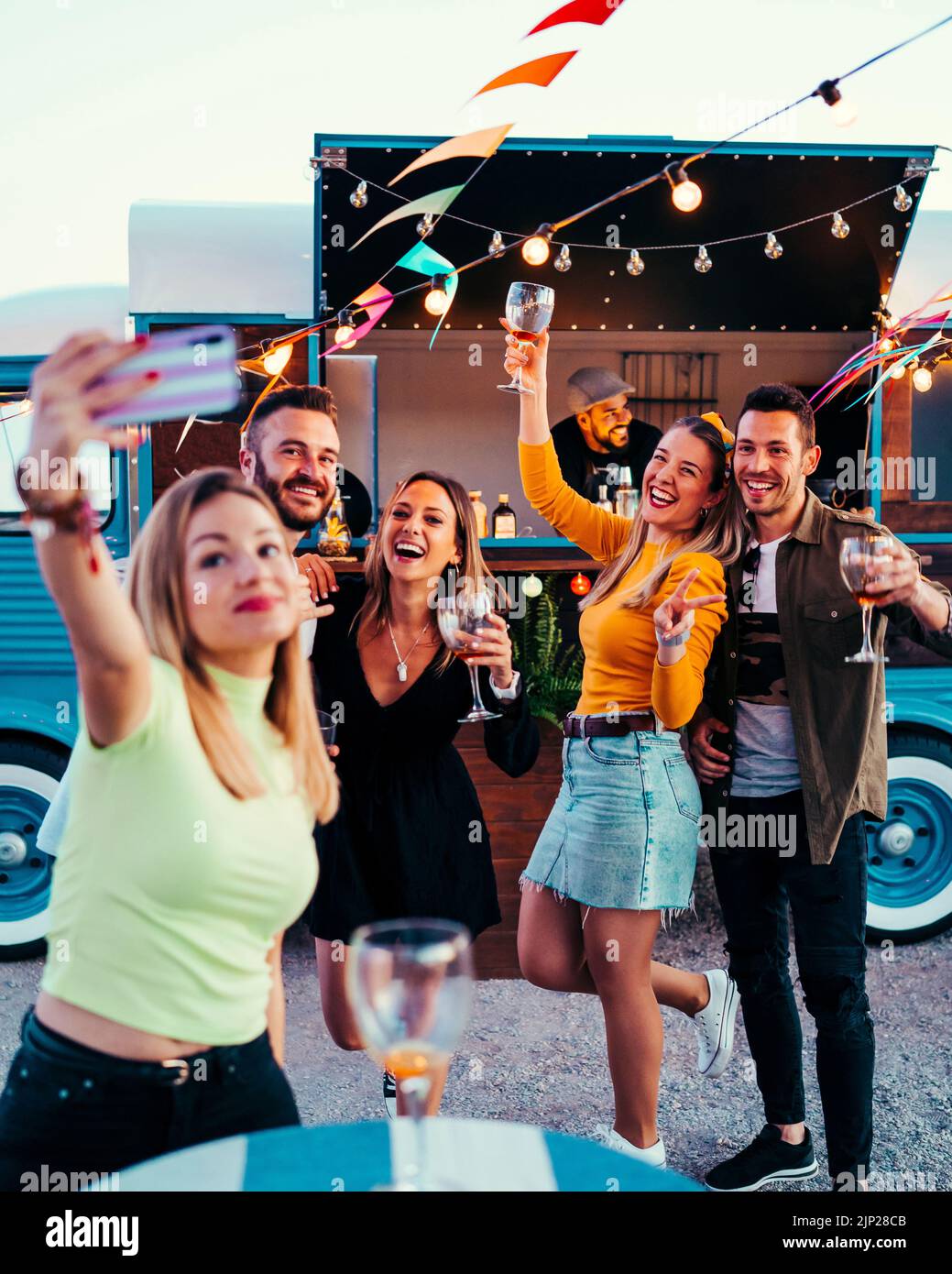 party, summer, friends, summer celebration, selfie, imbisswagen ...